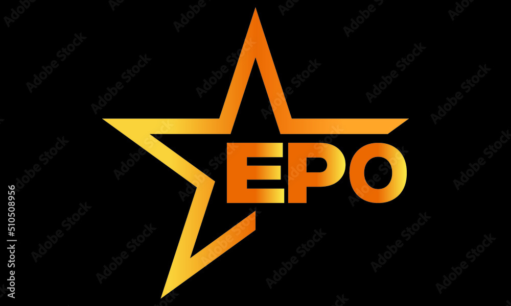 EPO golden luxury star icon three letter logo design vector template ...