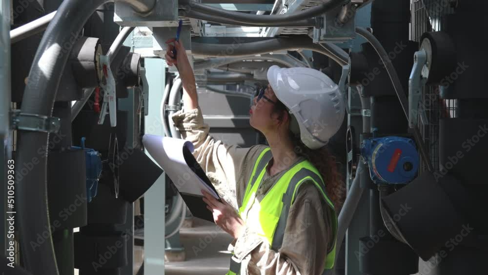 Engineer under checking the industry chilled water fan coil unit air ...
