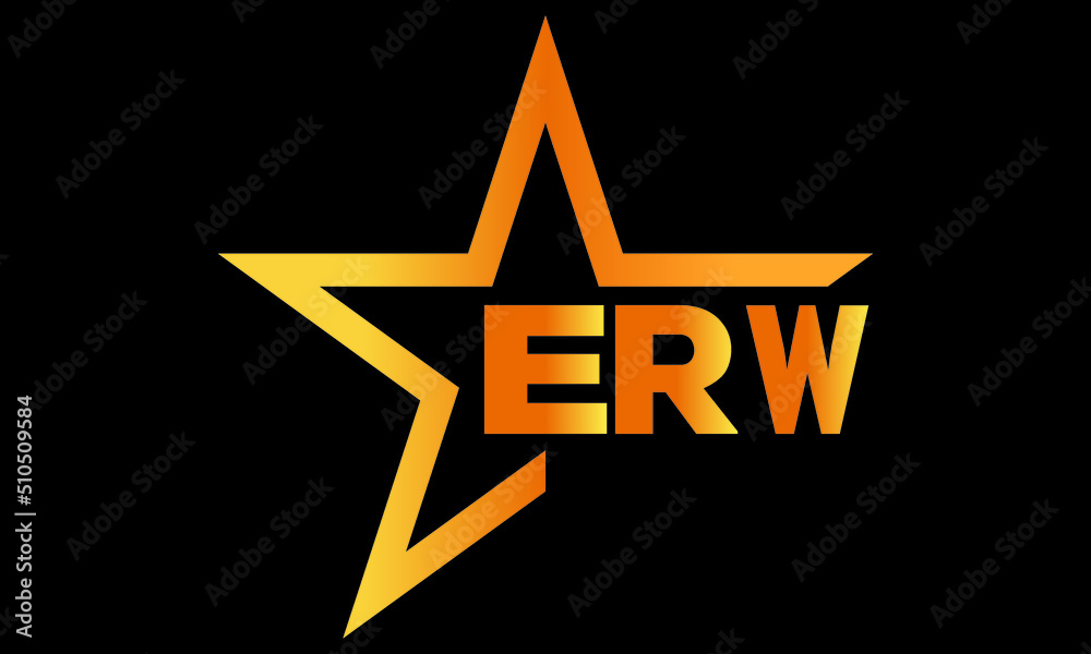 ERW golden luxury star icon three letter logo design vector template ...