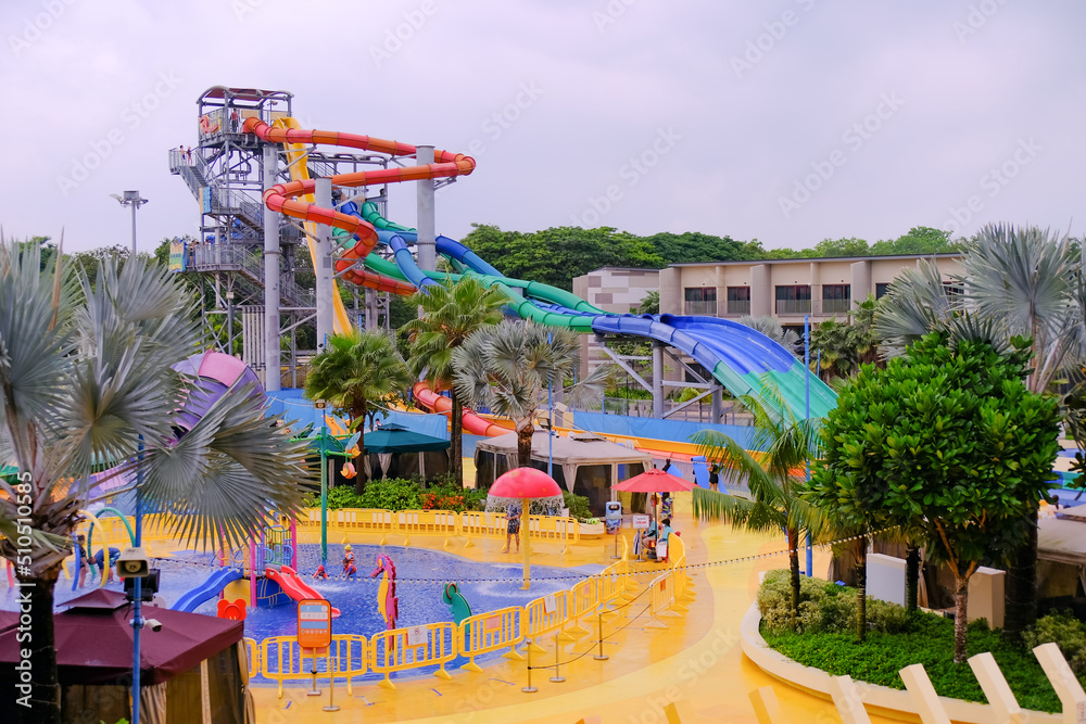 Singapore Apr2021 View of the Wild Wild Wet, a water theme park in ...