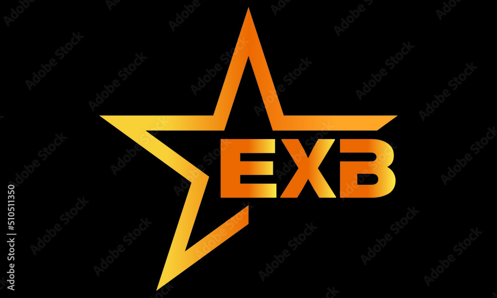EXB golden luxury star icon three letter logo design vector template ...
