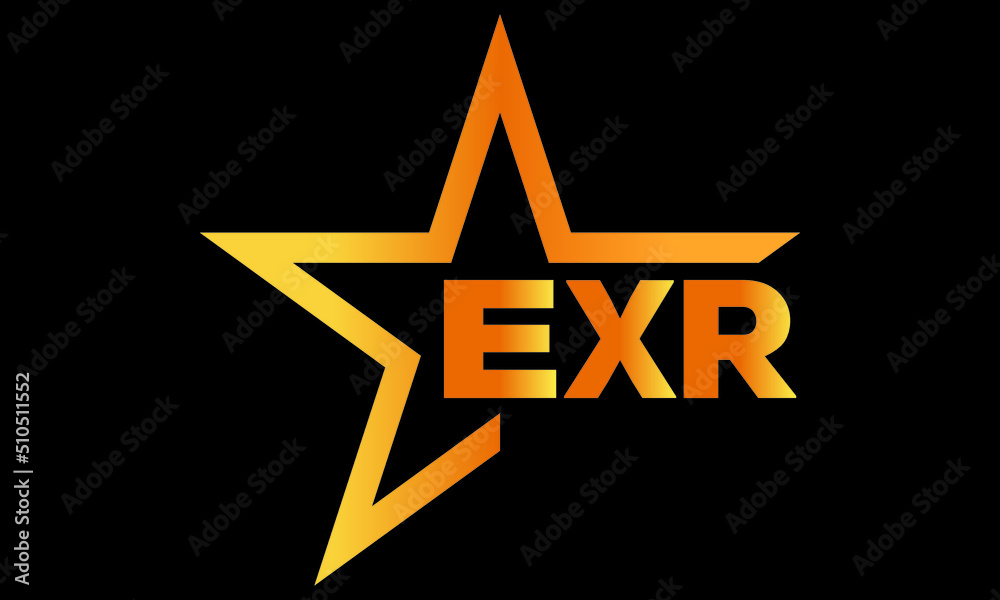 EXR golden luxury star icon three letter logo design vector template ...