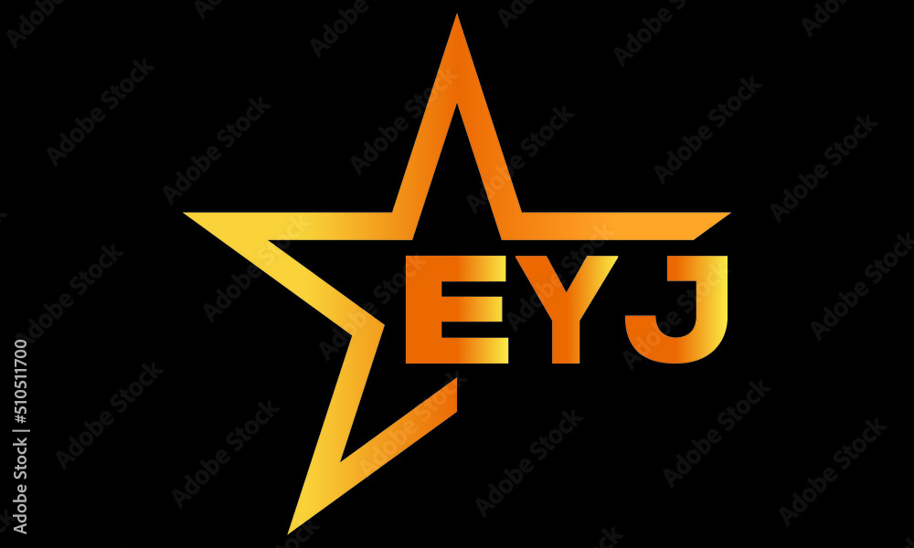 EYJ golden luxury star icon three letter logo design vector template ...
