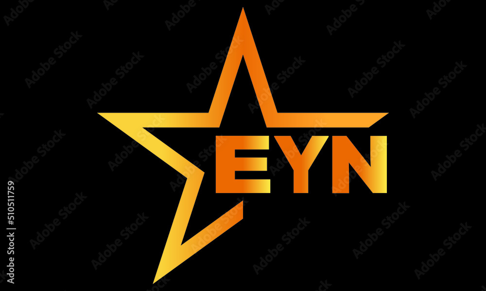 EYN golden luxury star icon three letter logo design vector template ...