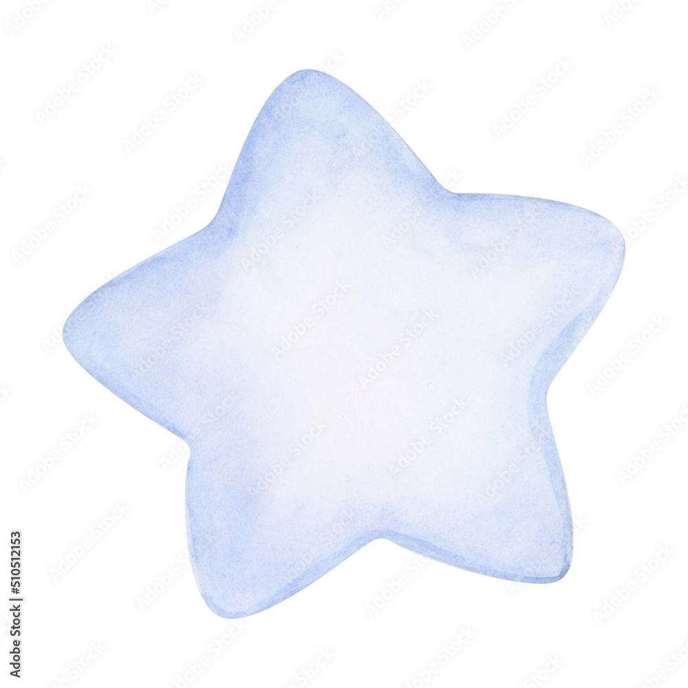 Baby boy newborn blue star watercolor illustration. Cute hand drawn ...