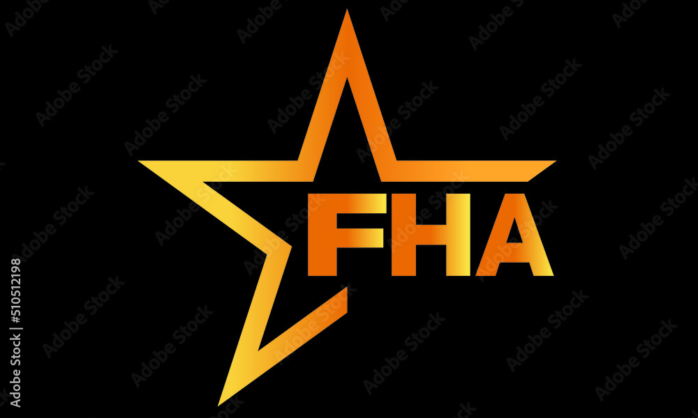 FHA golden luxury star icon three letter logo design vector template ...