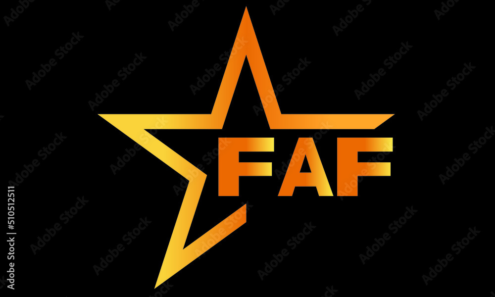 FAF golden luxury star icon three letter logo design vector template ...