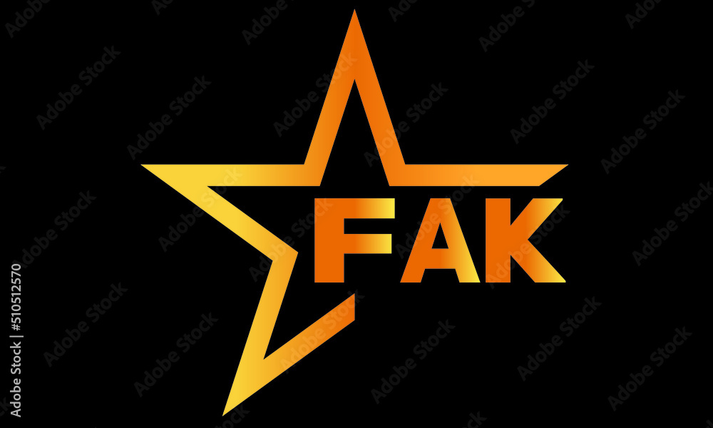 FAK golden luxury star icon three letter logo design vector template ...