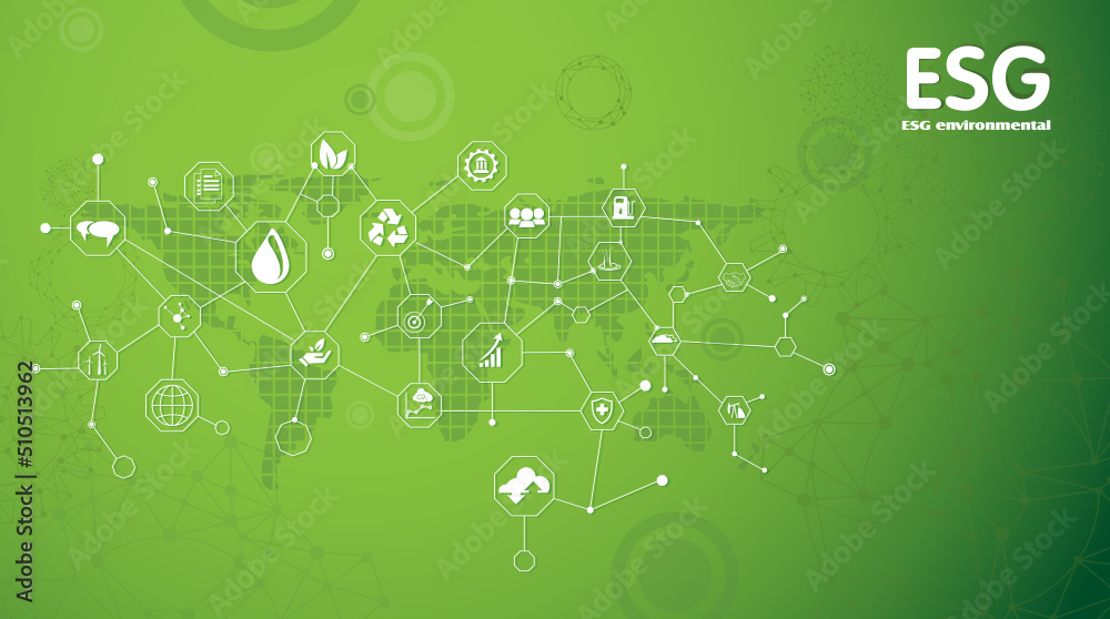 ESG icons for Environment Social and Governance on network connection ...