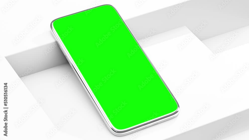 Metallic phone Mock-Up Animation. Green screen with bright light and ...