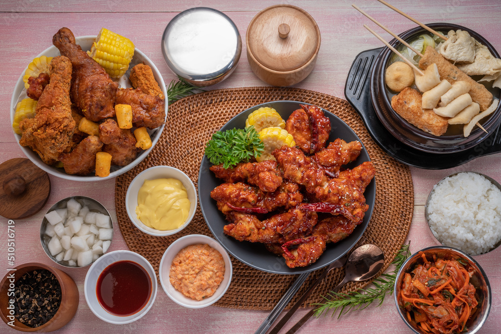 Gang Jeong chicken or crispy and tender Korean fried chicken smothered ...