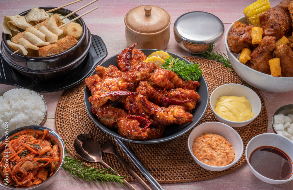 Gang Jeong chicken or crispy and tender Korean fried chicken smothered ...