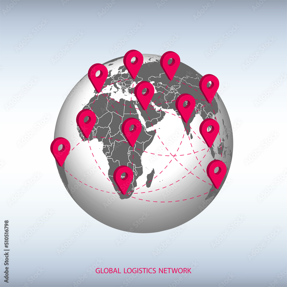Global logistics network. Map global logistics partnership connection ...