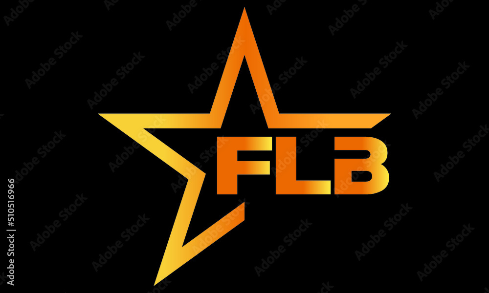 FLB golden luxury star icon three letter logo design vector template ...