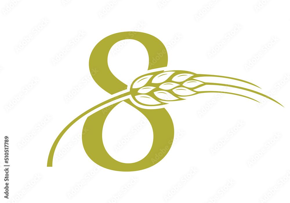 Letter 8 Agriculture Logo Farming Sign. Agriculture Logo With Alphabet ...