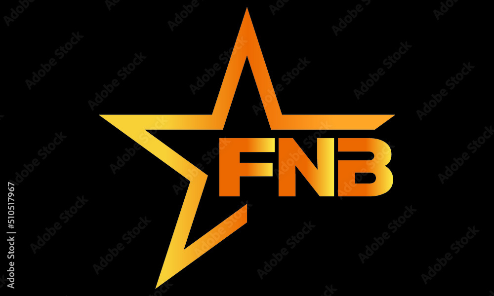 FNB golden luxury star icon three letter logo design vector template ...