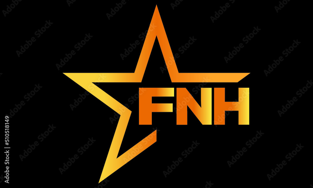 FNH golden luxury star icon three letter logo design vector template ...