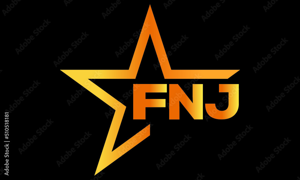 FNJ golden luxury star icon three letter logo design vector template ...