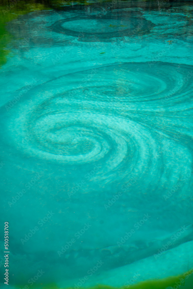Geyser Lake with blue clay in the Altai Republic. Blue Lake, a tourist ...