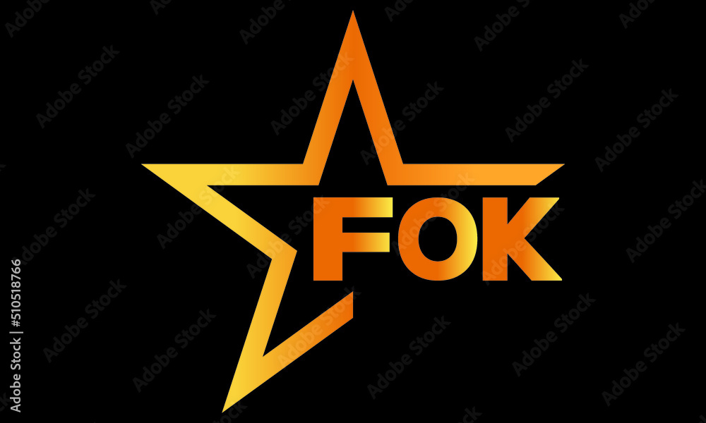 FOK golden luxury star icon three letter logo design vector template ...
