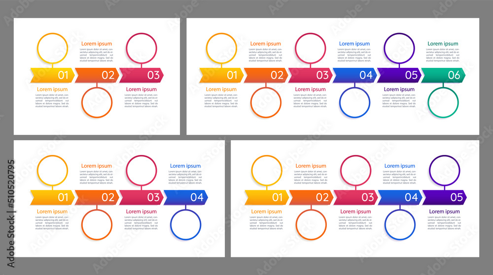 Multicolor pointer with round cells infographic chart design template ...