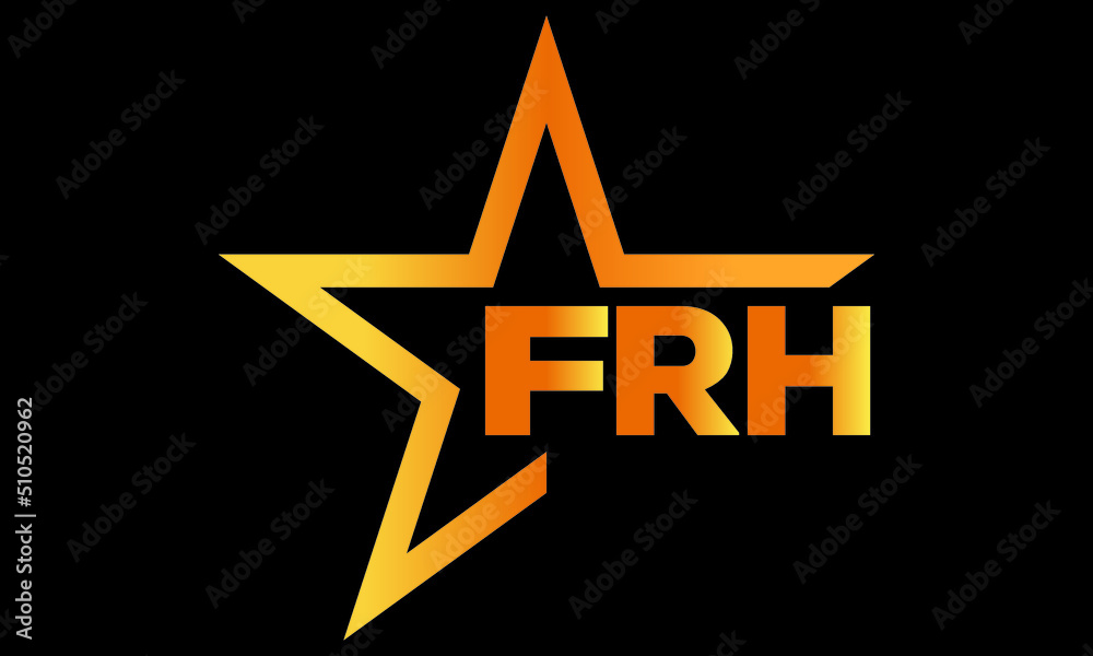 FRH golden luxury star icon three letter logo design vector template ...
