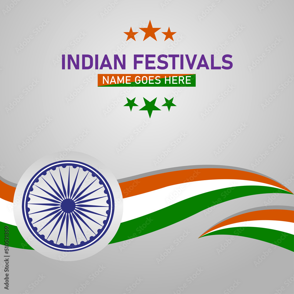 Design For Indian Festival vector postcard with indian flag in vintage ...