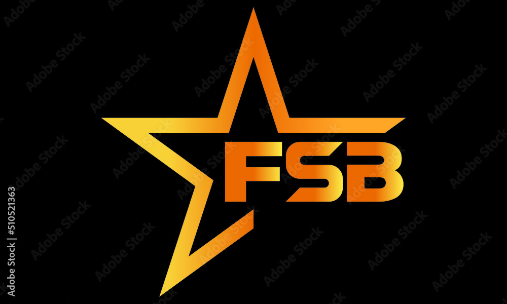 FSB golden luxury star icon three letter logo design vector template ...