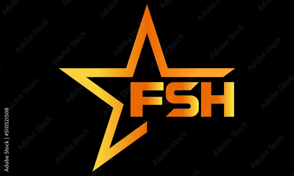 FSH golden luxury star icon three letter logo design vector template ...