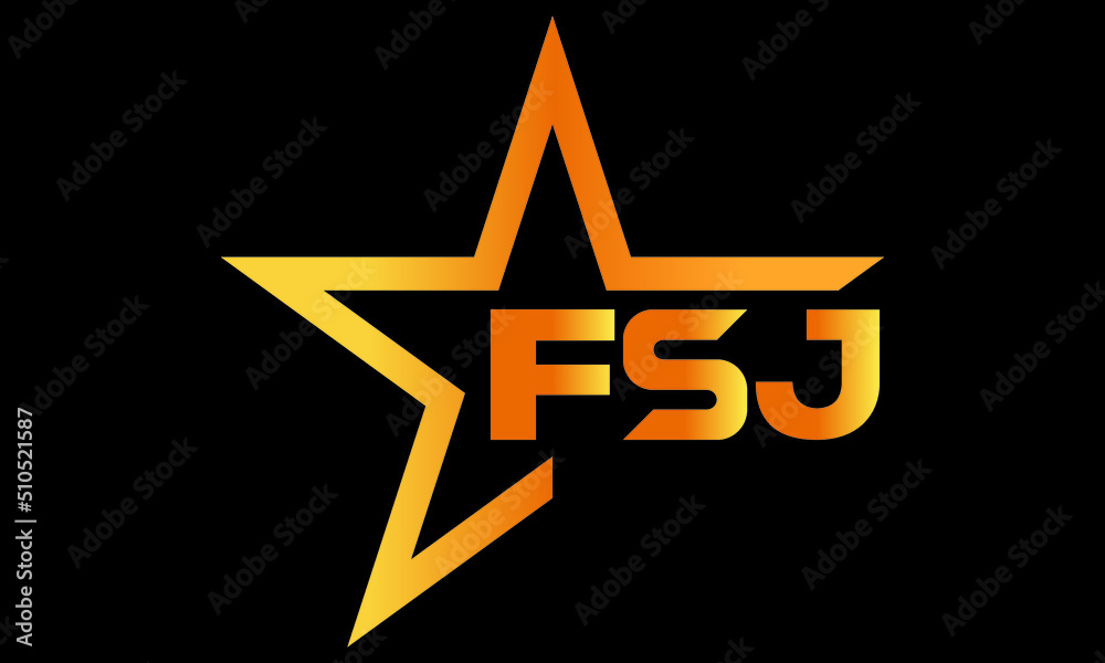 Vecteur Stock FSJ golden luxury star icon three letter logo design ...
