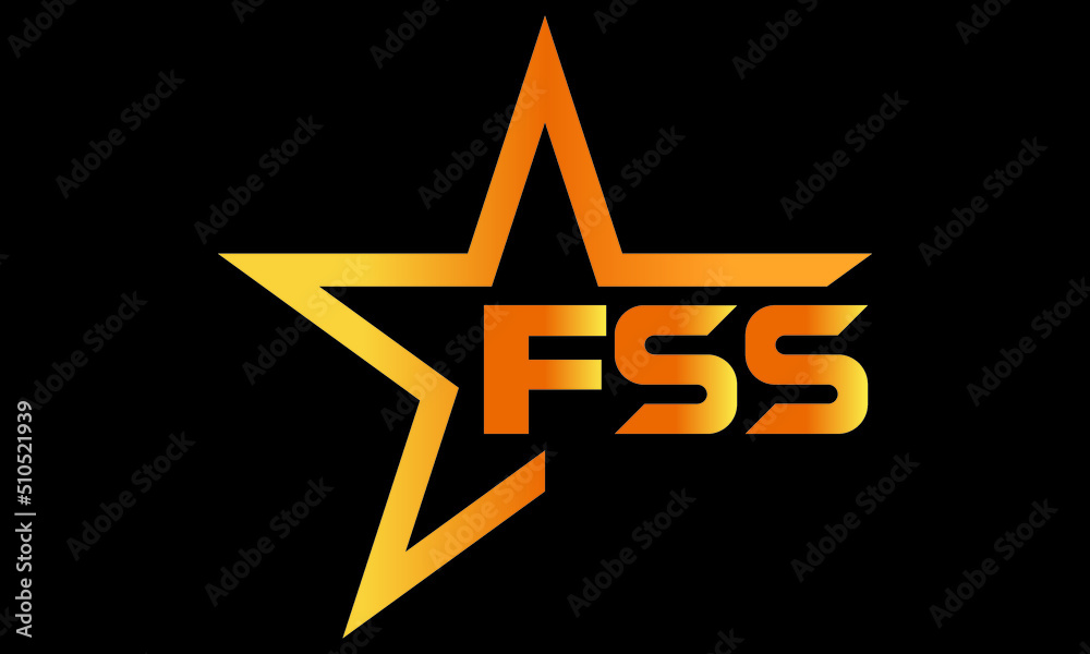 FSS golden luxury star icon three letter logo design vector template ...