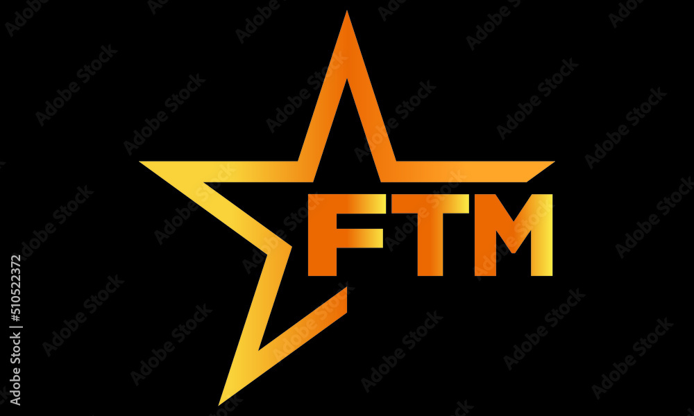 FTM golden luxury star icon three letter logo design vector template ...