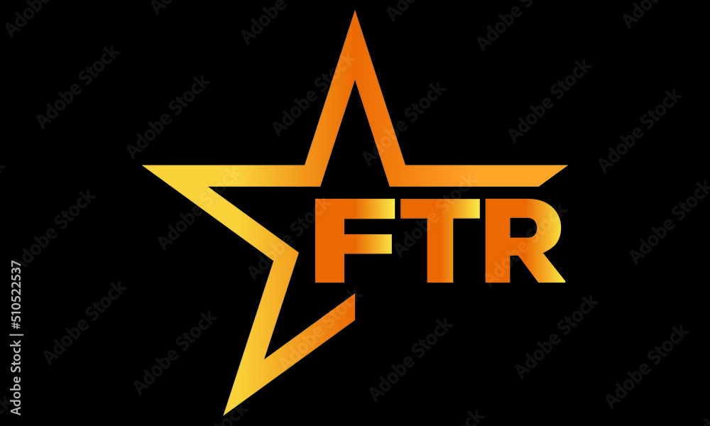 FTR golden luxury star icon three letter logo design vector template ...