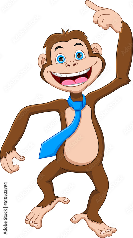 cartoon cute monkey wearing tie Stock Vector | Adobe Stock