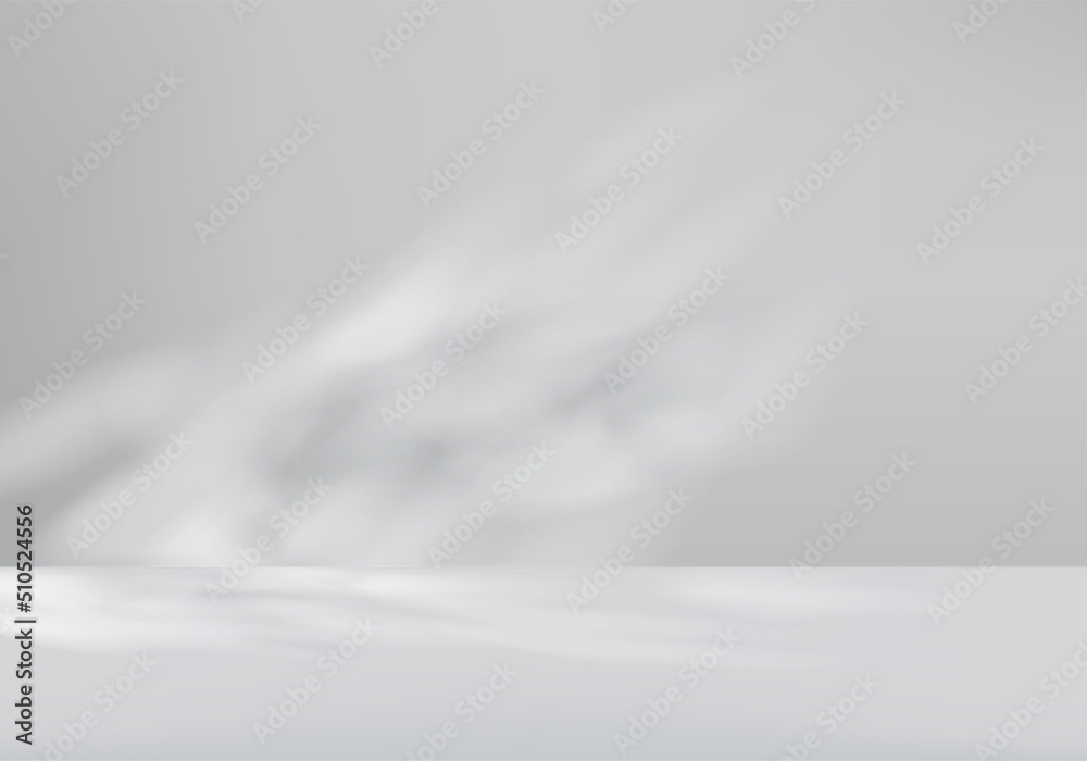 3d gray background product display podium scene with leaf shadow ...
