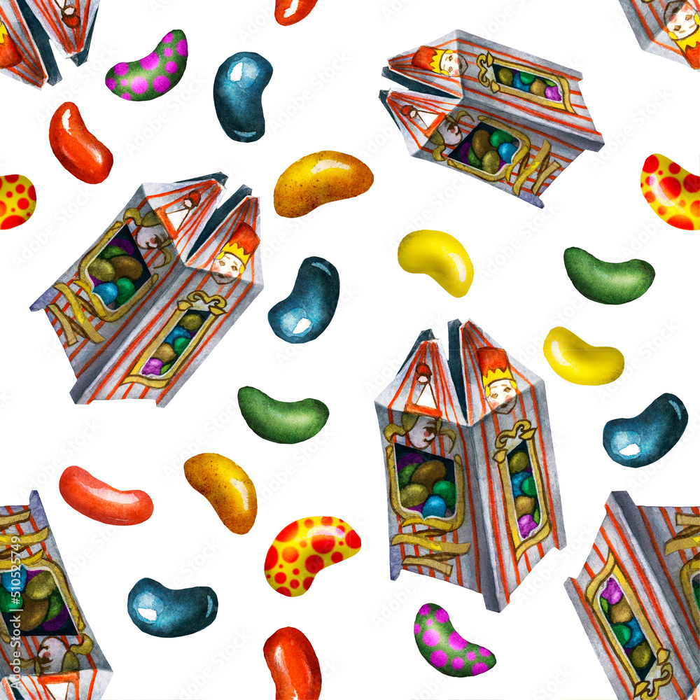 Sweet edible beans. Pattern on a white background. Food from the ...