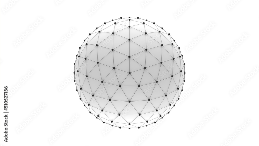 abstract 3d mesh sphere, can be used to represent connectivity and ...