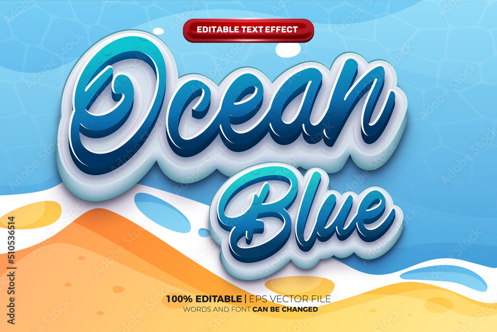 ocean blue 3D logo mock up template Editable text Effect Style Stock ...