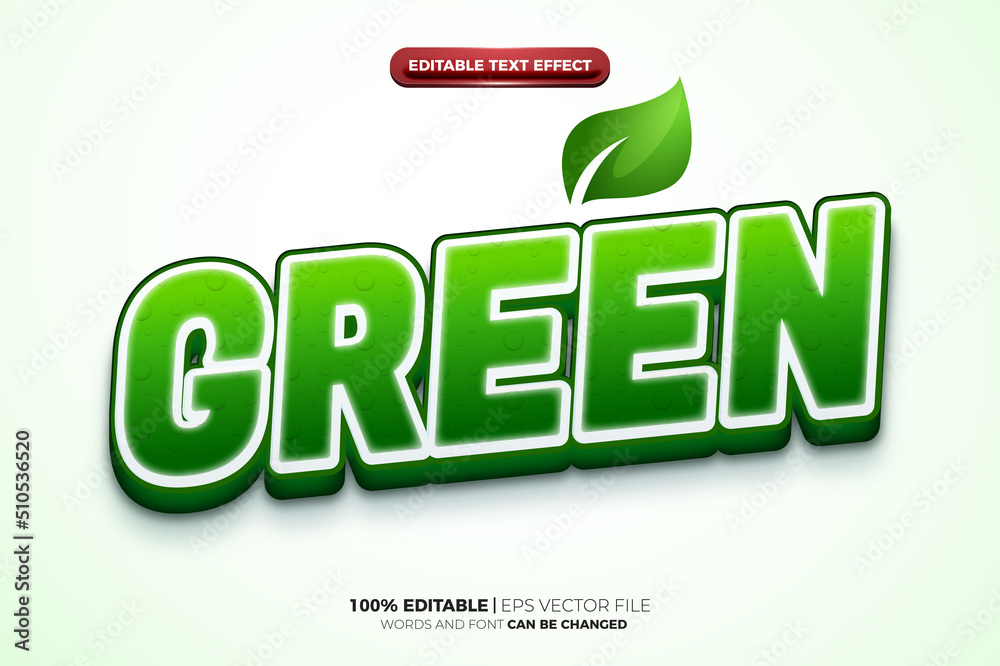 green fresh nature 3D logo mock up template Editable text Effect Style ...