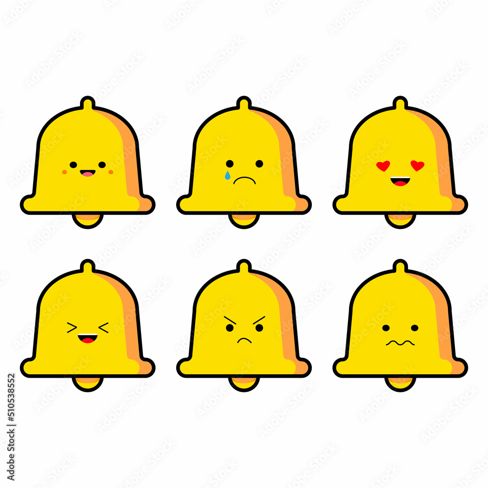 Cute bell emoticon Stock Vector | Adobe Stock