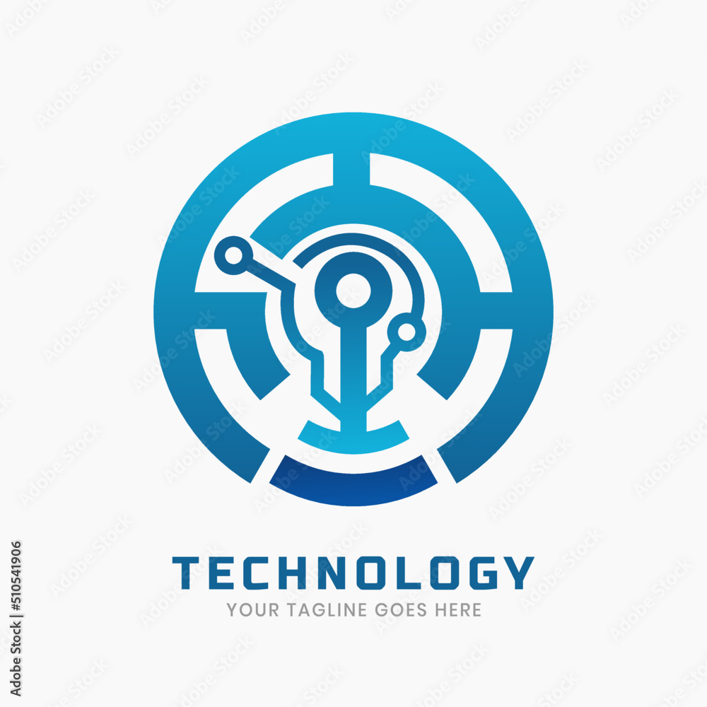 Digital futuristic technology logo vector template Stock Vector | Adobe ...