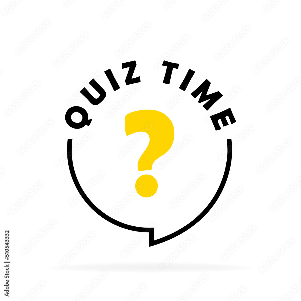 Quiz time circle message bubble with question mark emblem. Banner ...