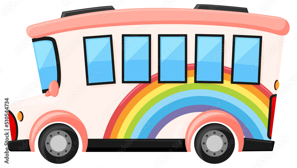 Simple cute school bus on white background Stock Vector | Adobe Stock