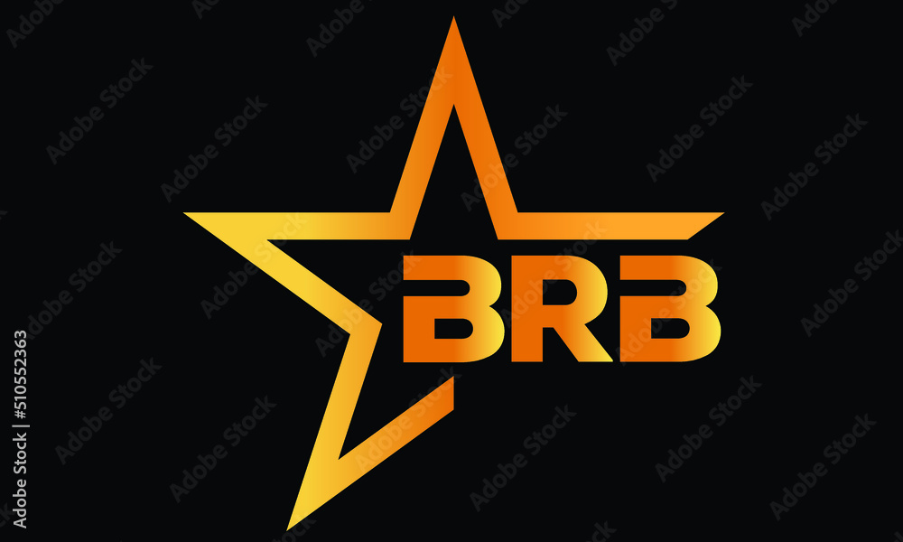 BRB golden luxury star icon three letter logo design vector template ...