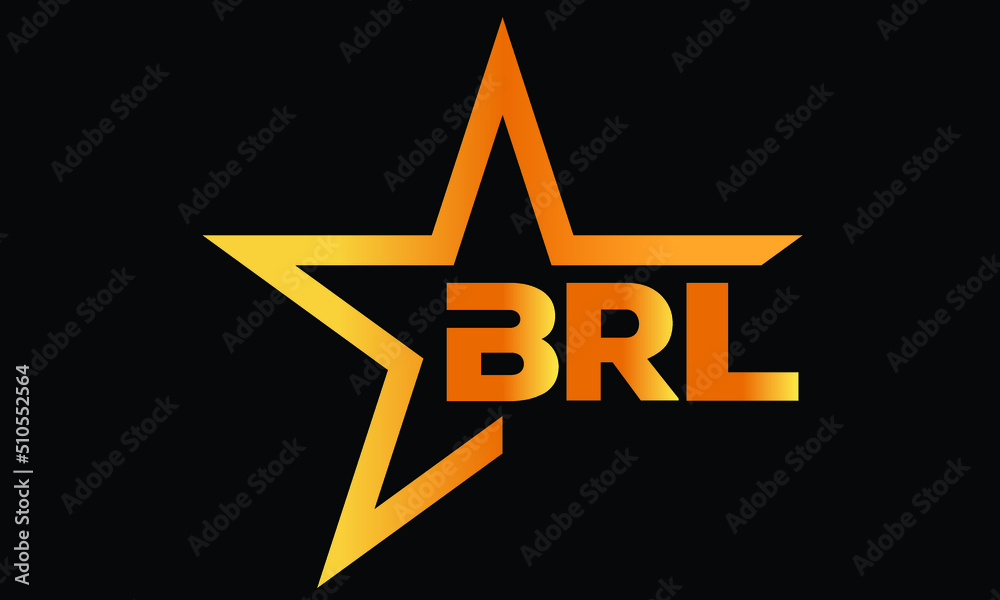 BRL golden luxury star icon three letter logo design vector template ...