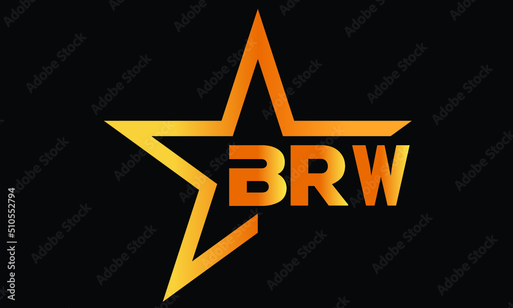 BRW golden luxury star icon three letter logo design vector template ...