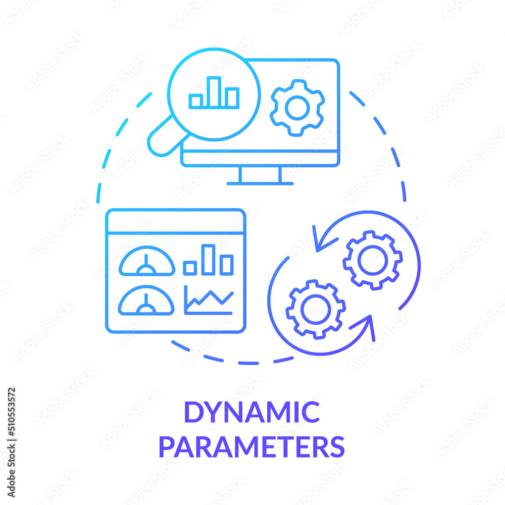 Dynamic parameters blue gradient concept icon. Analytics. Advanced ...