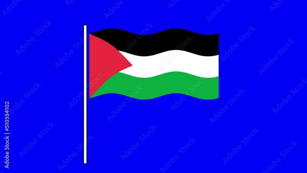 Palestine flag seamless loop animation. Chroma key, blue green screen ...