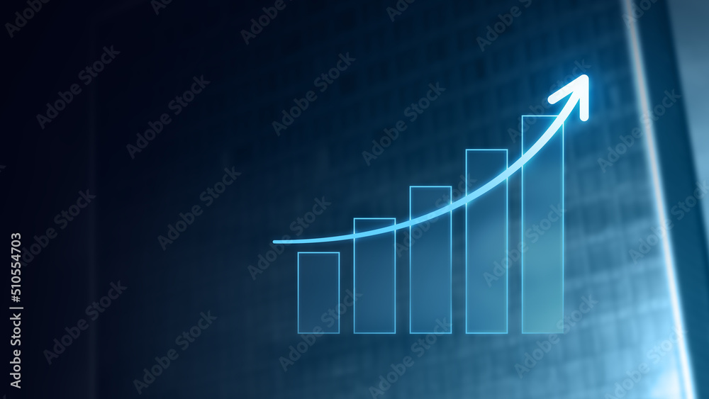 Blue abstract business financial chart arrow graph stock on city ...