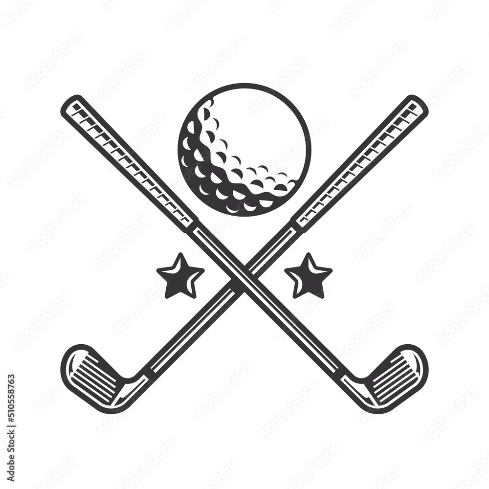 Black golf club silhouette. golf club Line art logos or icons. vector ...
